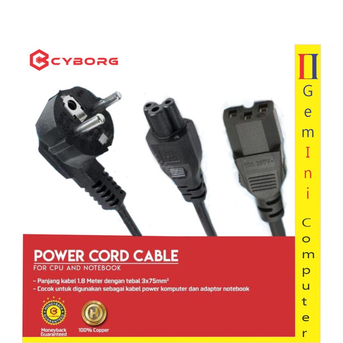 Jual Kabel Power Cord Cable CPU Notebook Cyborg 1,8 Meter Adaptor ...