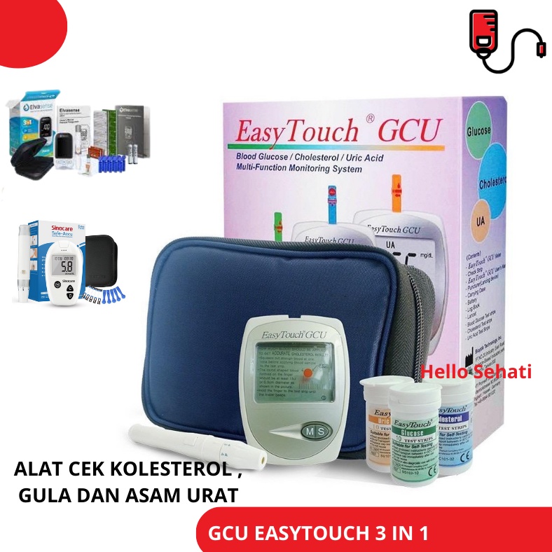Jual Easy touch GCU Alat Cek Gula Kolesterol Asam Urat GCU 3 in 1 Alat ...