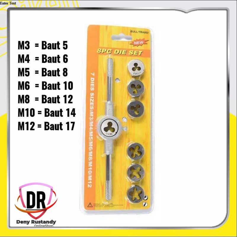 Jual 8pcs HAND TAP DIE SET M3-M12 Metal Screw Taps Thread Metric Machine Wrench Holder Hand ...