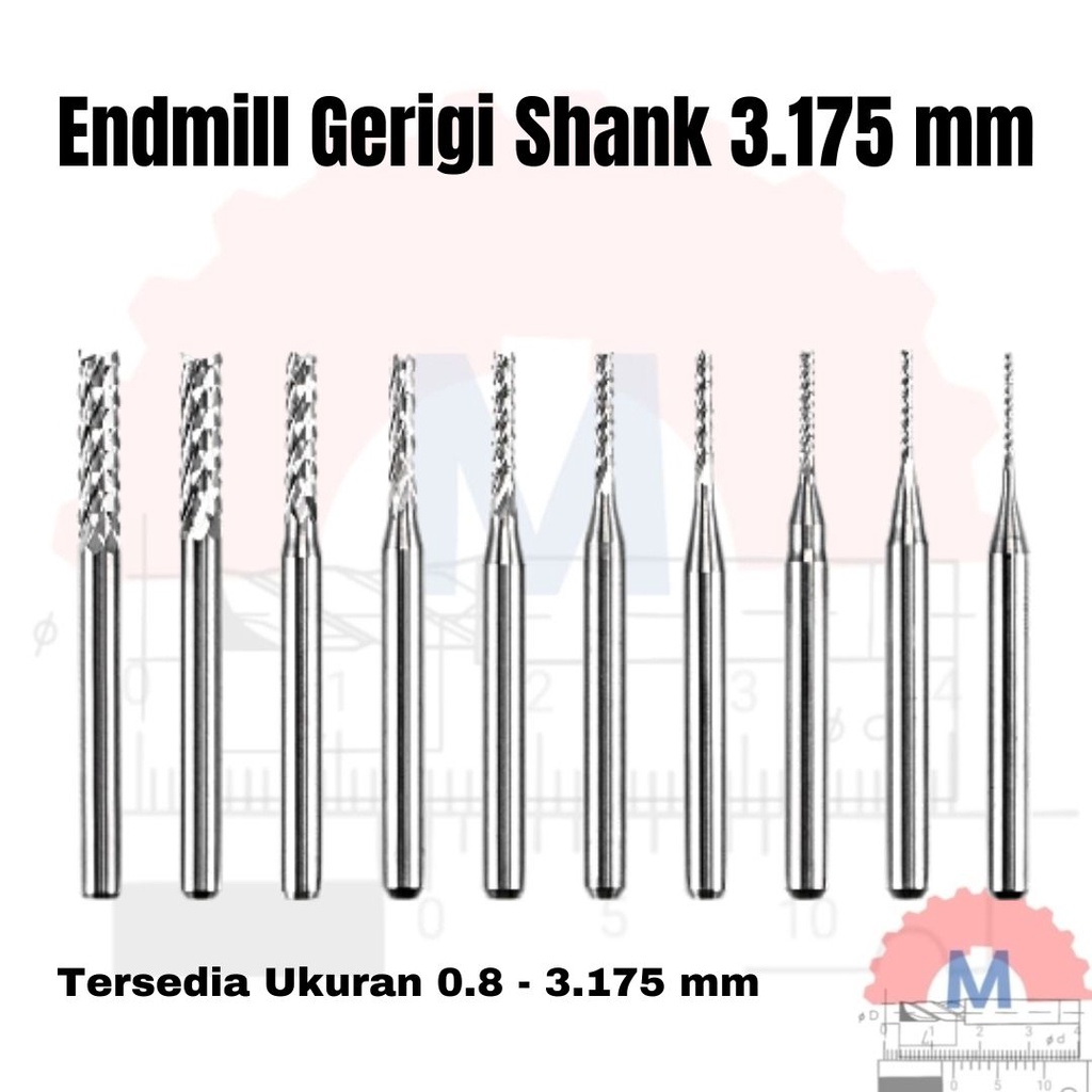 Jual MCH Corn end mill gerigi shank 3.175mm endmill engraving CNC ...