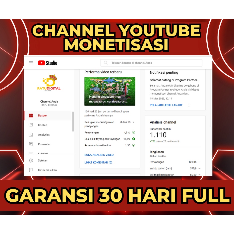 Jual AKUN YOUTUBE MONET FRESH GARANSI 30 HARI FULL DIGANTI BARU ...