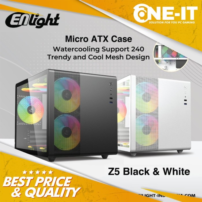 Jual Case ENLIGHT Z5 Micro ATX Casing PC Komputer White | Shopee Indonesia