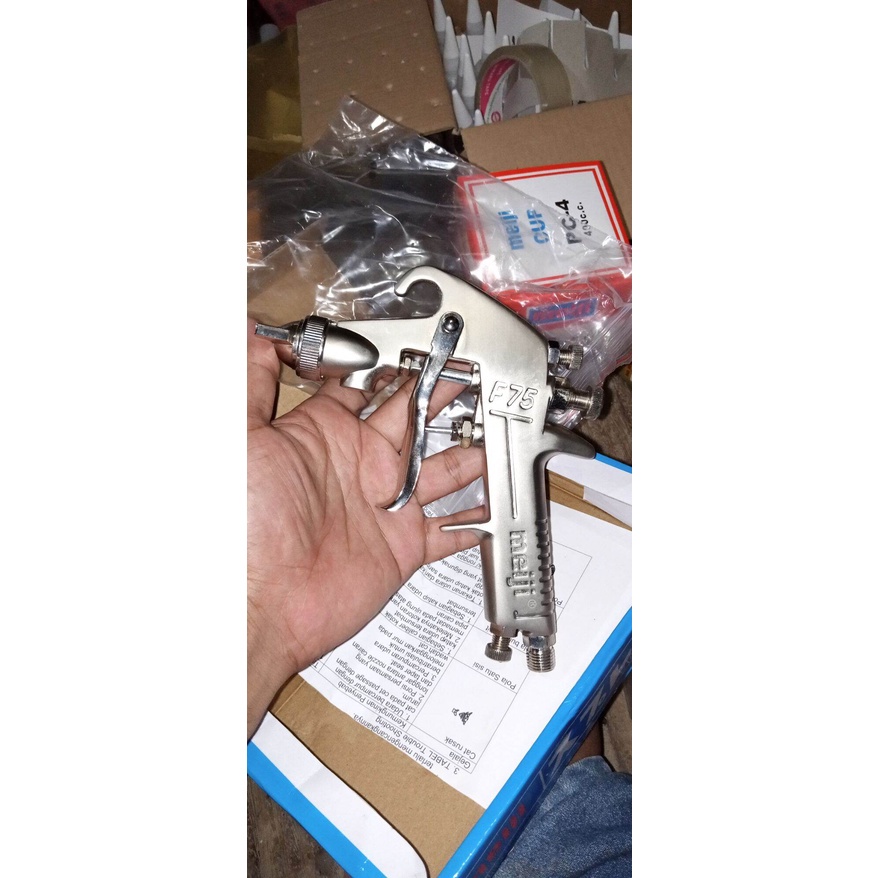 Jual Spray gun F75 Meiji Spet semprot cat kompresor angin Tabung Atas ...