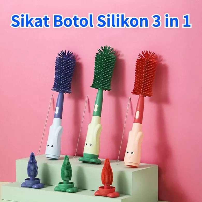 Jual Sikat Botol Set 3 in 1 Sikat Botol Bayi Silikon Bottle Nipple Straw Silicone Brush SIKAT ...