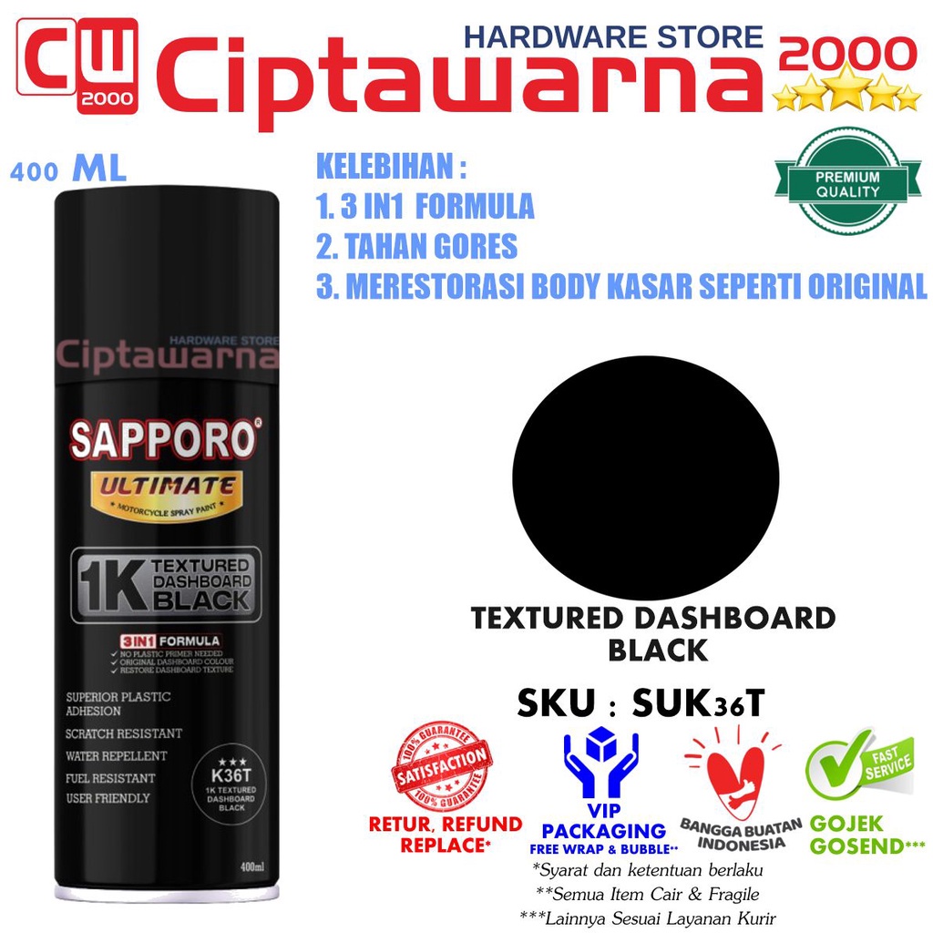 Jual Cat Saporo Sapporo Ultimate K36 1K TEXTURED DASHBOARD BLACK Sapporo | Shopee Indonesia