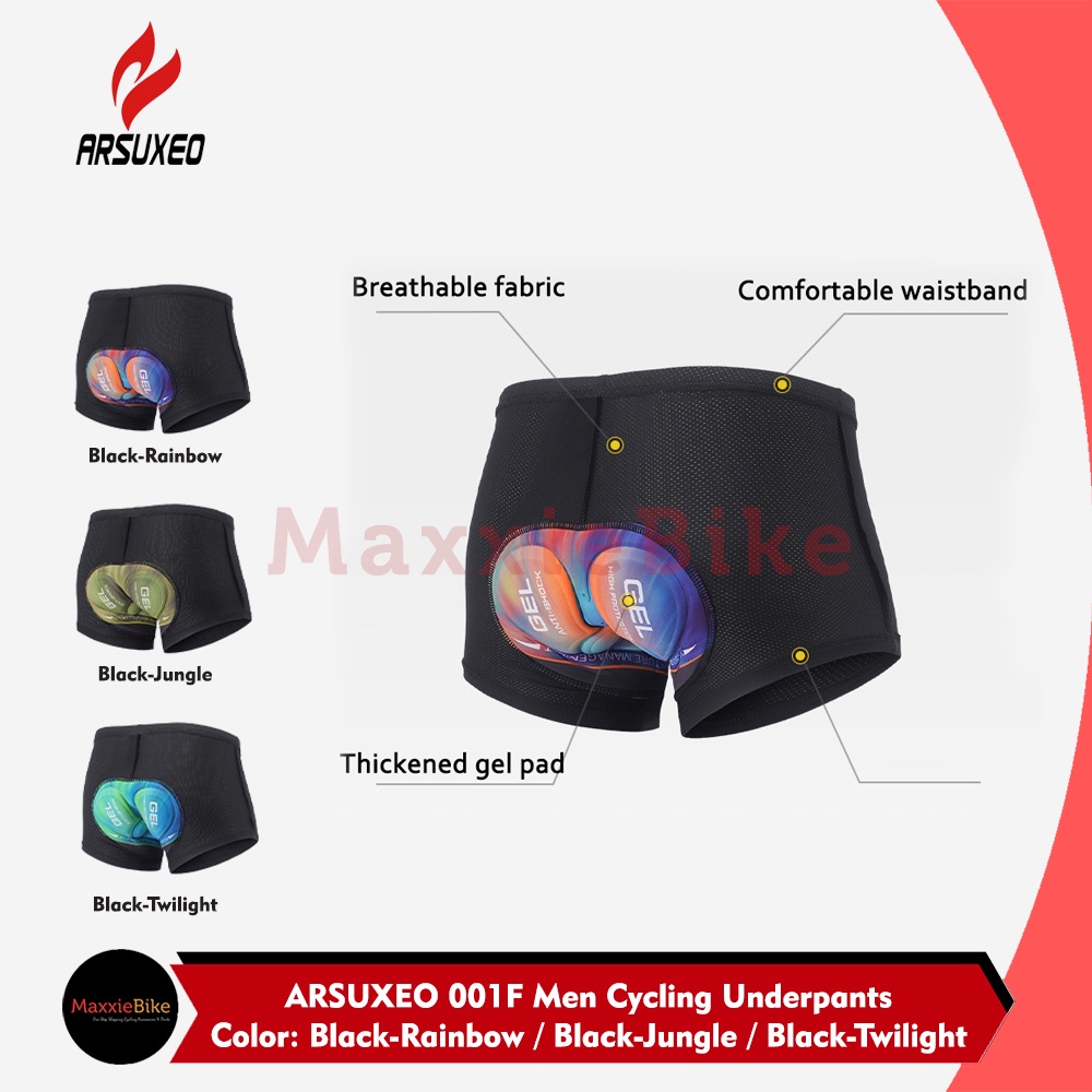 Jual ARSUXEO 001F Celana Dalam Sepeda Pria 9D GEL Padding Men Cycling ...