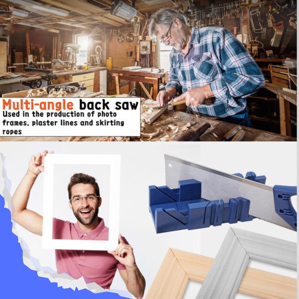 Jual Gergaji Kayu Manual Mitre Back Saw Box SET Geraji Frame Pigura ...