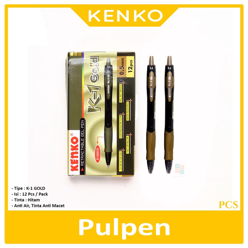Jual KENKO - Pulpen Gel Pen Gold K-1 0,5mm Tinta Black - Pcs | Shopee Indonesia