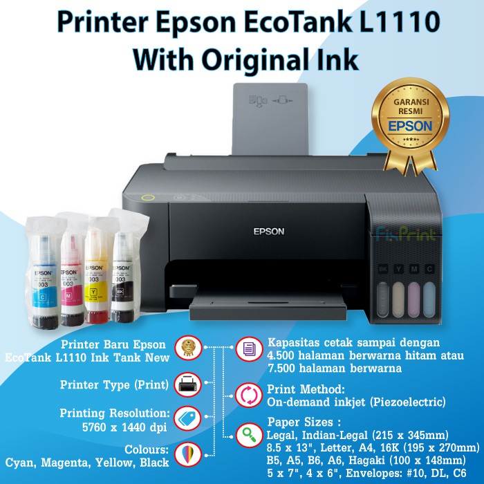 Jual Printer Epson L1110 L 1110 Eco Tank Ink Tank Infus Pengganti L310 ...