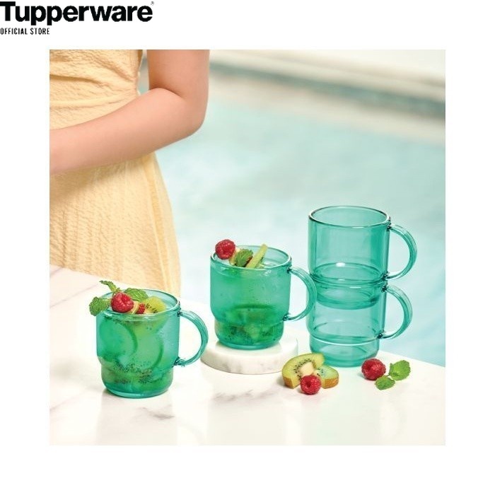Jual TUPPERWARE CANGKIR MUG GELAS PLASTIK CLEAR MUG 250ML BIRU | Shopee ...