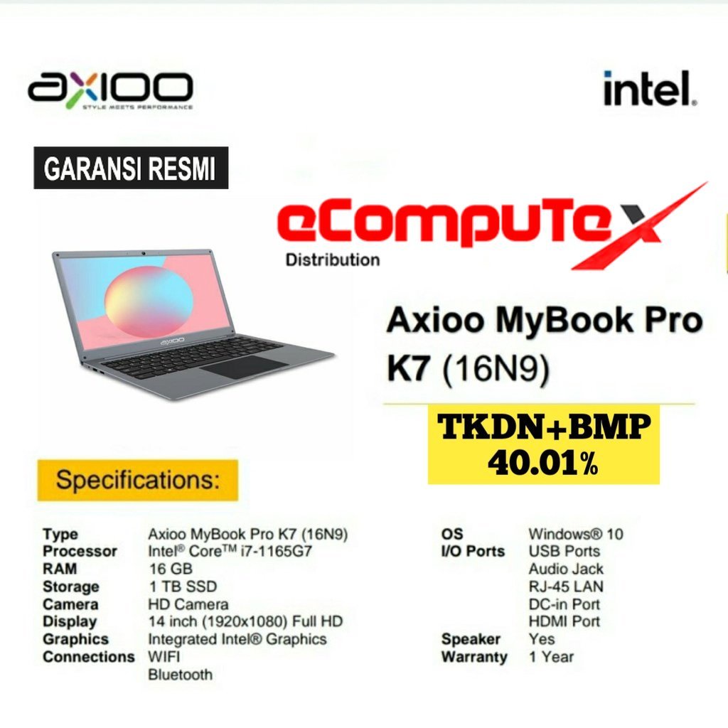 Jual LAPTOP AXIOO MYBOOK PRO K7 OHS (16N9) i7-1165G7 16GB 1TB 14" SSD ...