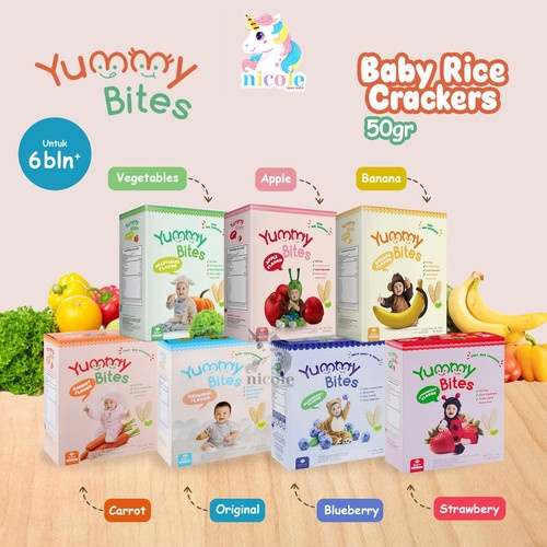 Jual YUMMY BITES Rice Cracker 25g dan 50g / Snack Bayi / Biskuit Bayi ...