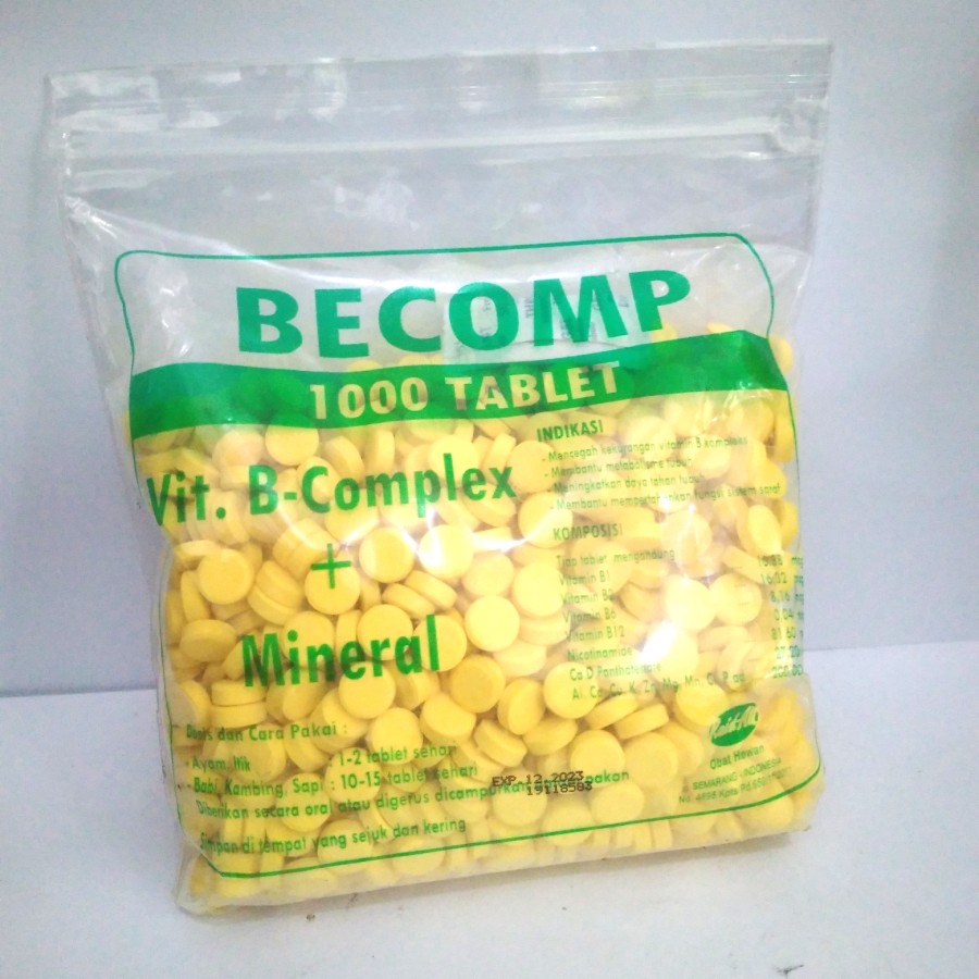 Jual Becomp Vitamin B Kompleks Mineral 1000 Tablet Hewan Ternak Ayam ...