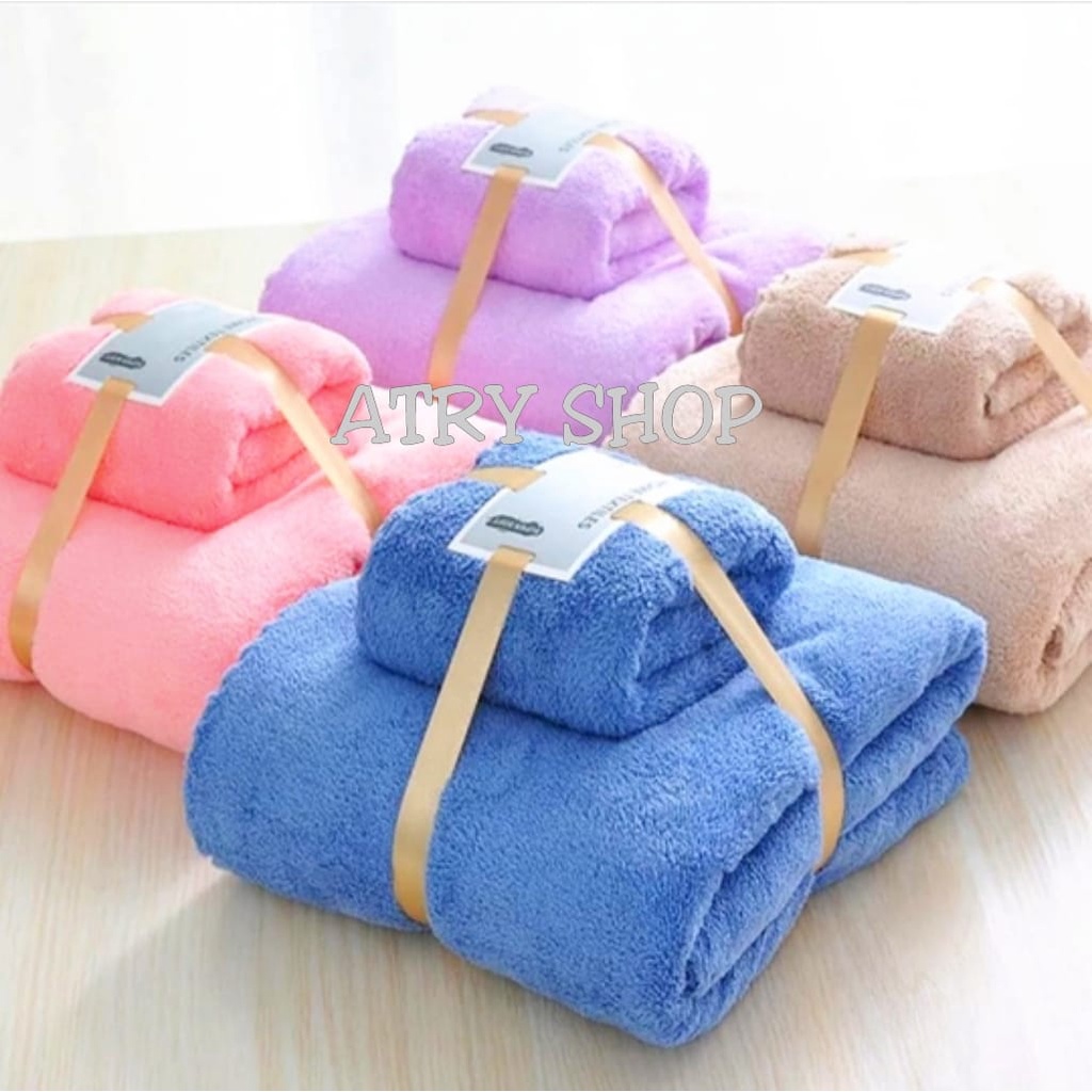 Jual Handuk mandi dewasa 2 in 1 / Handuk set / handuk serap air ...