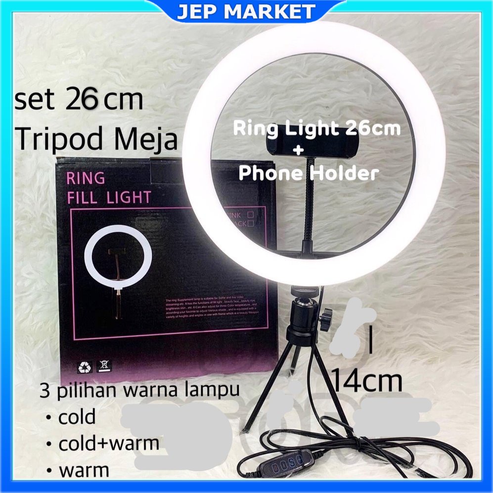 Jual RING LED LIGHT TRIPOD MEJA LED LINGKAR 26CM LAMPU MAKE UP VLOG ...