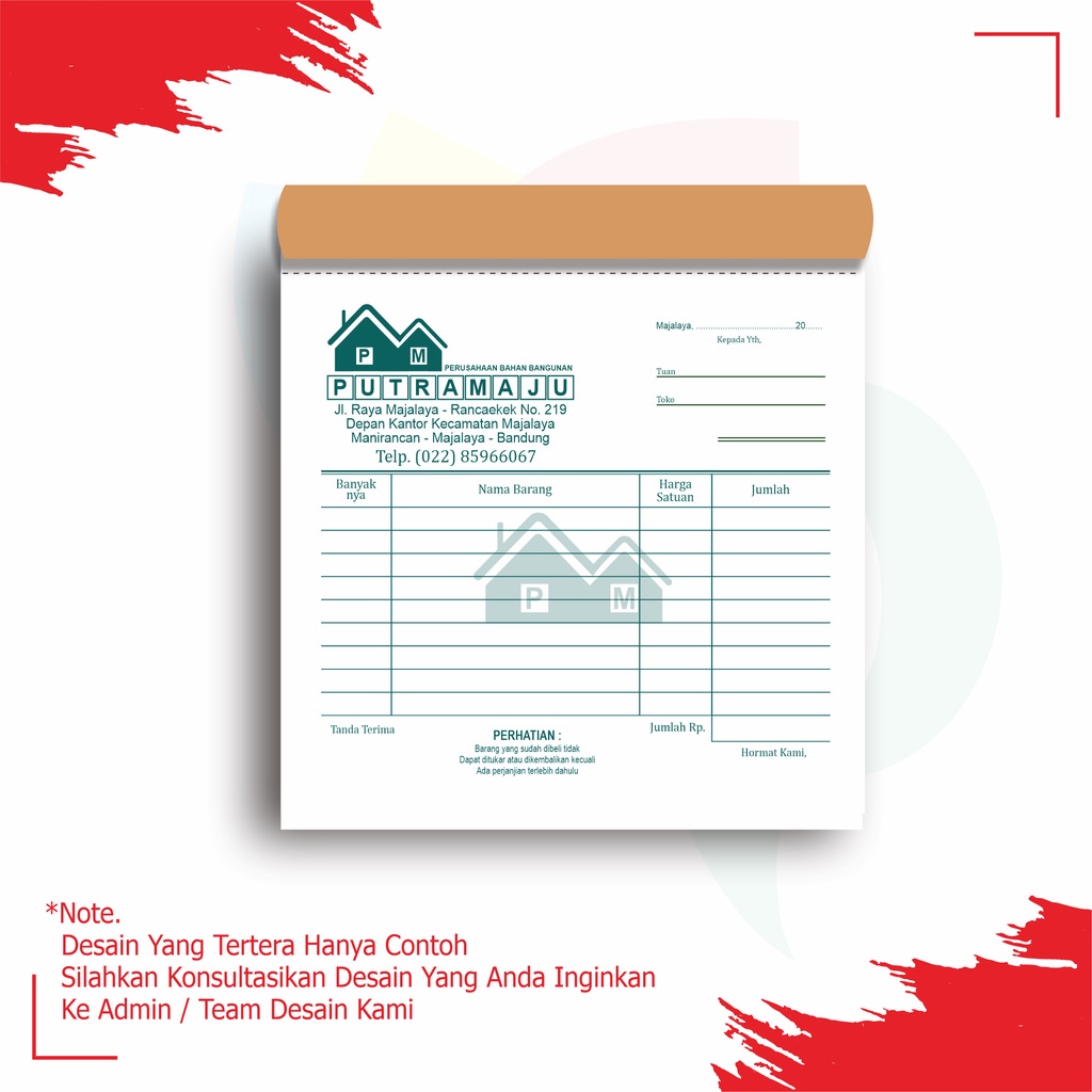 Jual Nota custom 2 ply 1/6 folio nota custom 2 rangkap buku nota ...