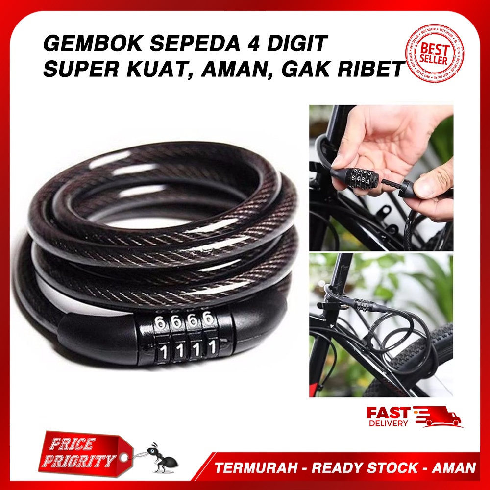 Jual Kunci GEMBOK SEPEDA PREMIUM 4 digit Modern Kokoh Anti Maling ...