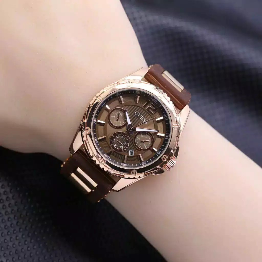 Jual Jam Tangan Wanita Guess Peluru Rubber Chrono Hiasan Tanggal Aktif ...