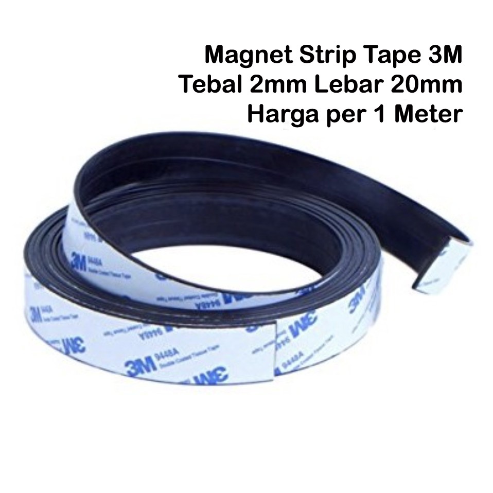 Jual Magnet Strip T2mm L20mm P1m Lembaran Magnet Kulkas Dobel Tape 3M Magnet Karet | Shopee ...