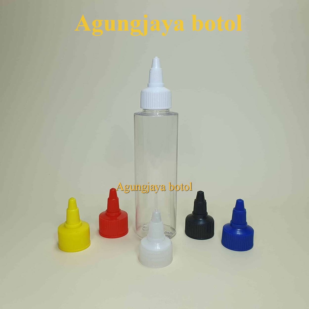 Jual Botol Pet 100 ml RF Panjang Natural Tutup Kerucut / Botol Plastik / Botol Tinta / Botol Oli ...
