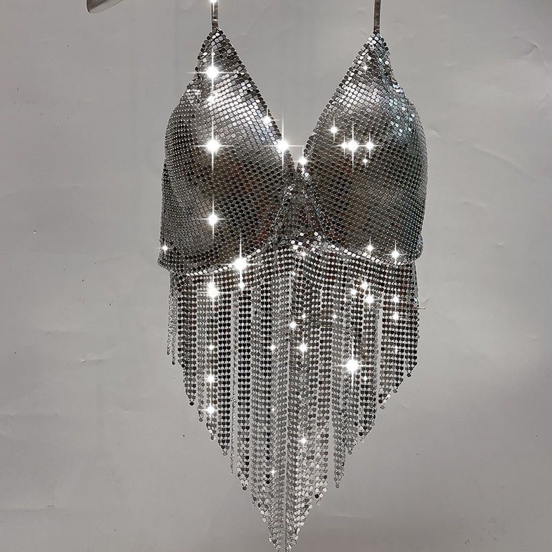 Jual Heavy Industry Sexy Metal Aluminum Shiny Bra Top Evening Pole ...