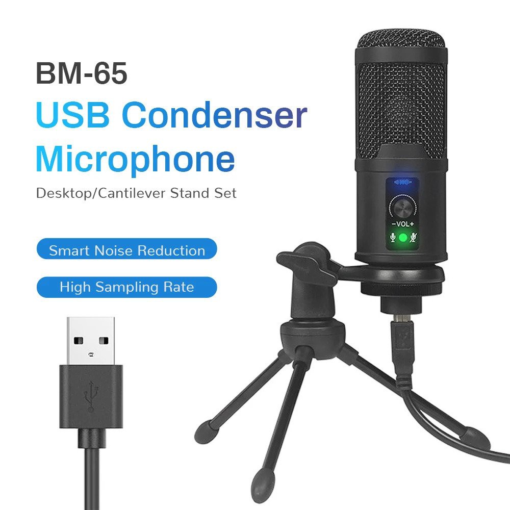 Jual Microphone Condenser USB DJ Live Recording with Stand BM-65 ...