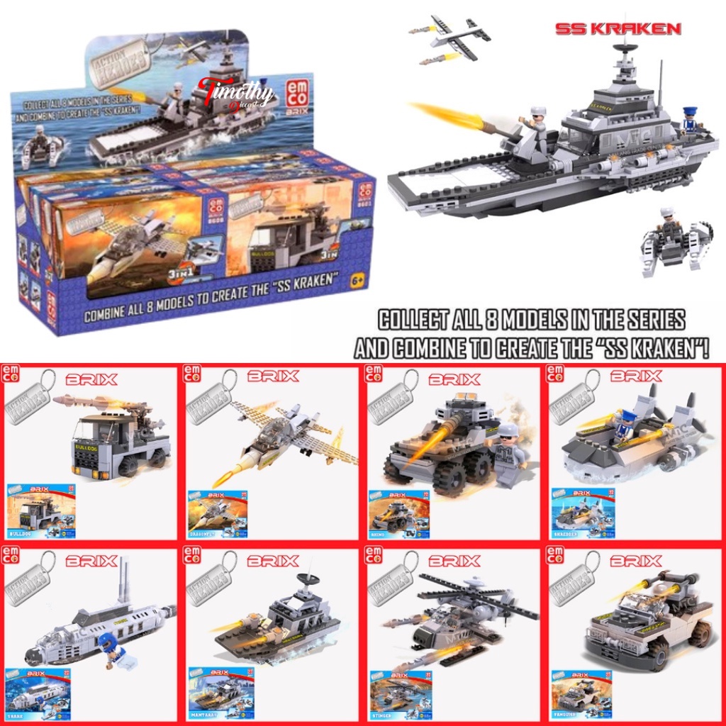 Jual Mainan Balok Lego EMCO BRIX ACTION HEROES Mobil Pesawat Army ...