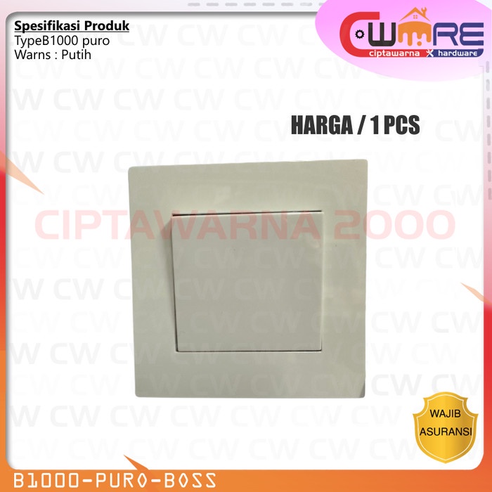 Jual Saklar sakelar 1 gang mata besar gede B1000 puro Boss B1031/1/2A - Cw2 | Shopee Indonesia