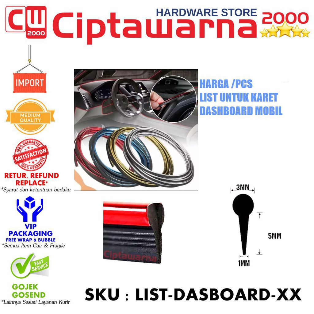Jual List Lis Karet Dekorasi Dalam Interior Stir Dashboard Variasi ...