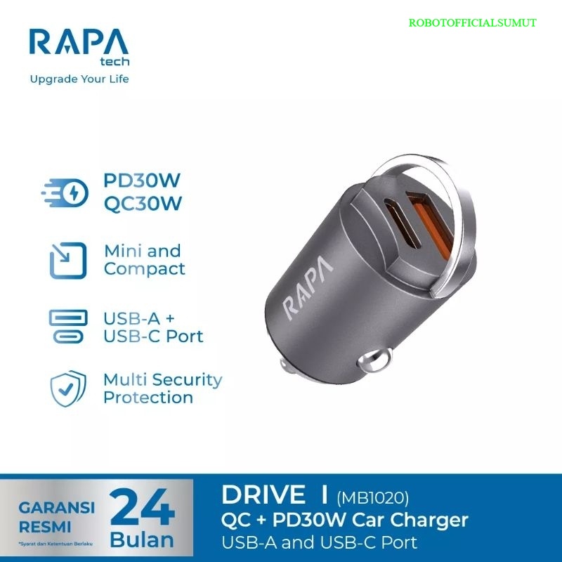 Jual RAPA tech MB1020 Car Charger Fast Charging QC + PD30W Original ...