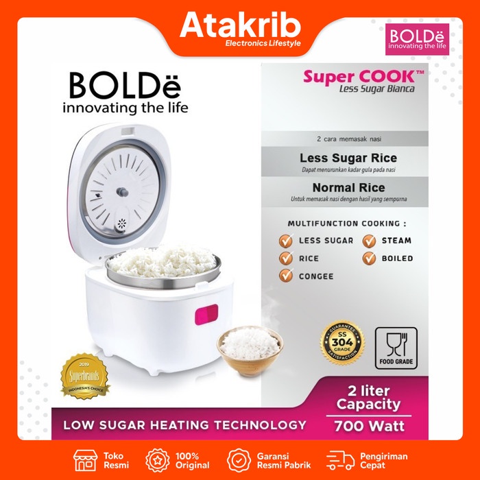 Jual BOLDE RICE COOKER LESS SUGAR BIANCA 2L | Shopee Indonesia