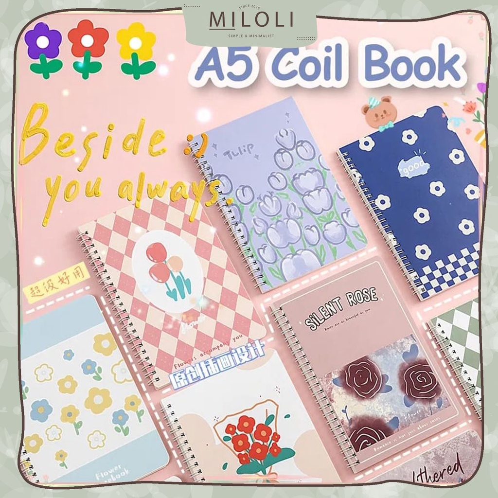 Jual [MILOLI] 1Pcs Buku A5 Spiral RANDOM FLOWERS TULIP & ROSE Notebook ...