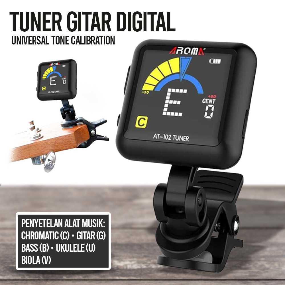 Jual AROMA Tuner Gitar Digital Chromatic Universal Tone Calibration ...
