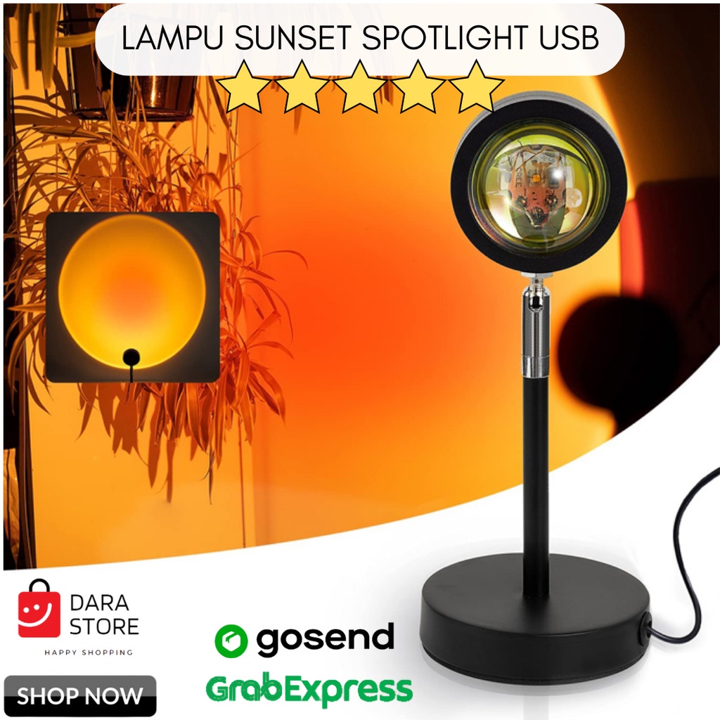 Jual Lampu Sorot Sunset Efek Matahari / Lampu Tidur Spotlight USB Cable ...