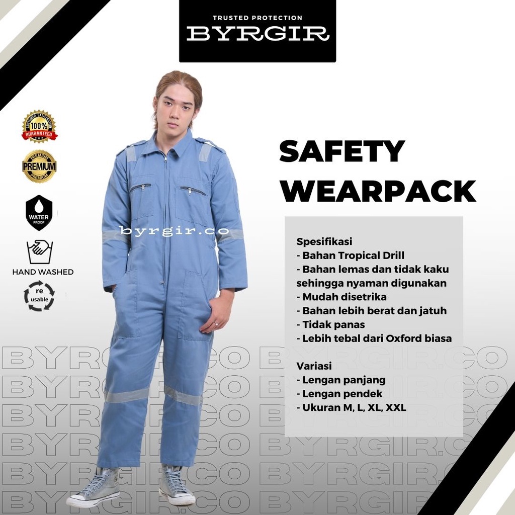 Jual BYRGIR Safety Wearpack Baju Kerja Bengkel Seragam Coverall Proyek ...