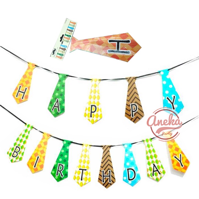 Jual BANNER HBD dasi rainbow / banner model dasi hbd warna warni ...