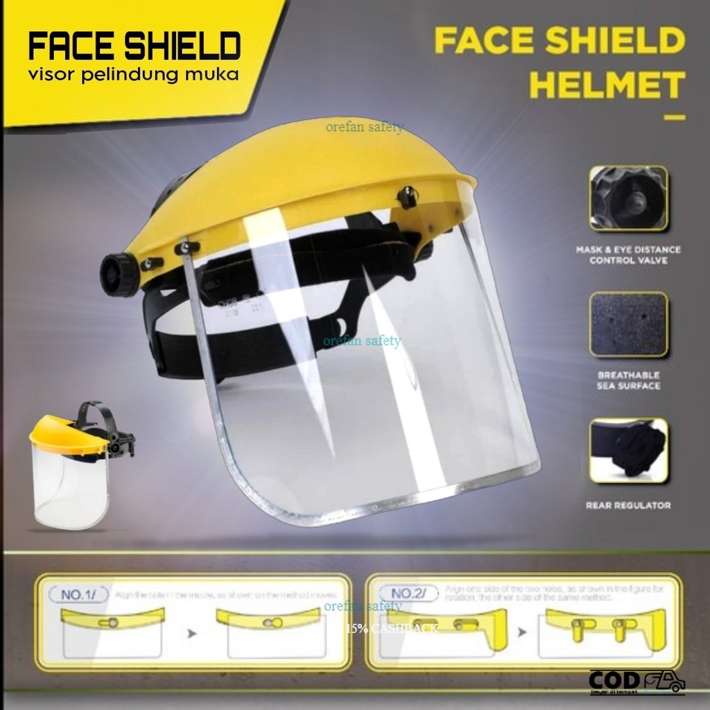 Jual pelindung wajah Full Face Shield Safety Muka Gerinda Visor ...