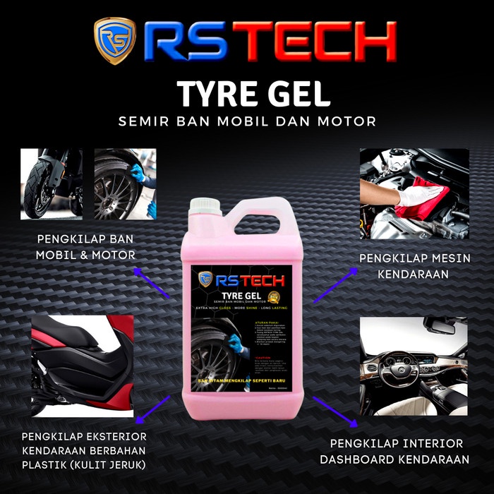 Jual Semir Ban RSTECH TYRE TIRE GEL Pengkilap Mobil Motor KENTAL 5 Liter | Shopee Indonesia