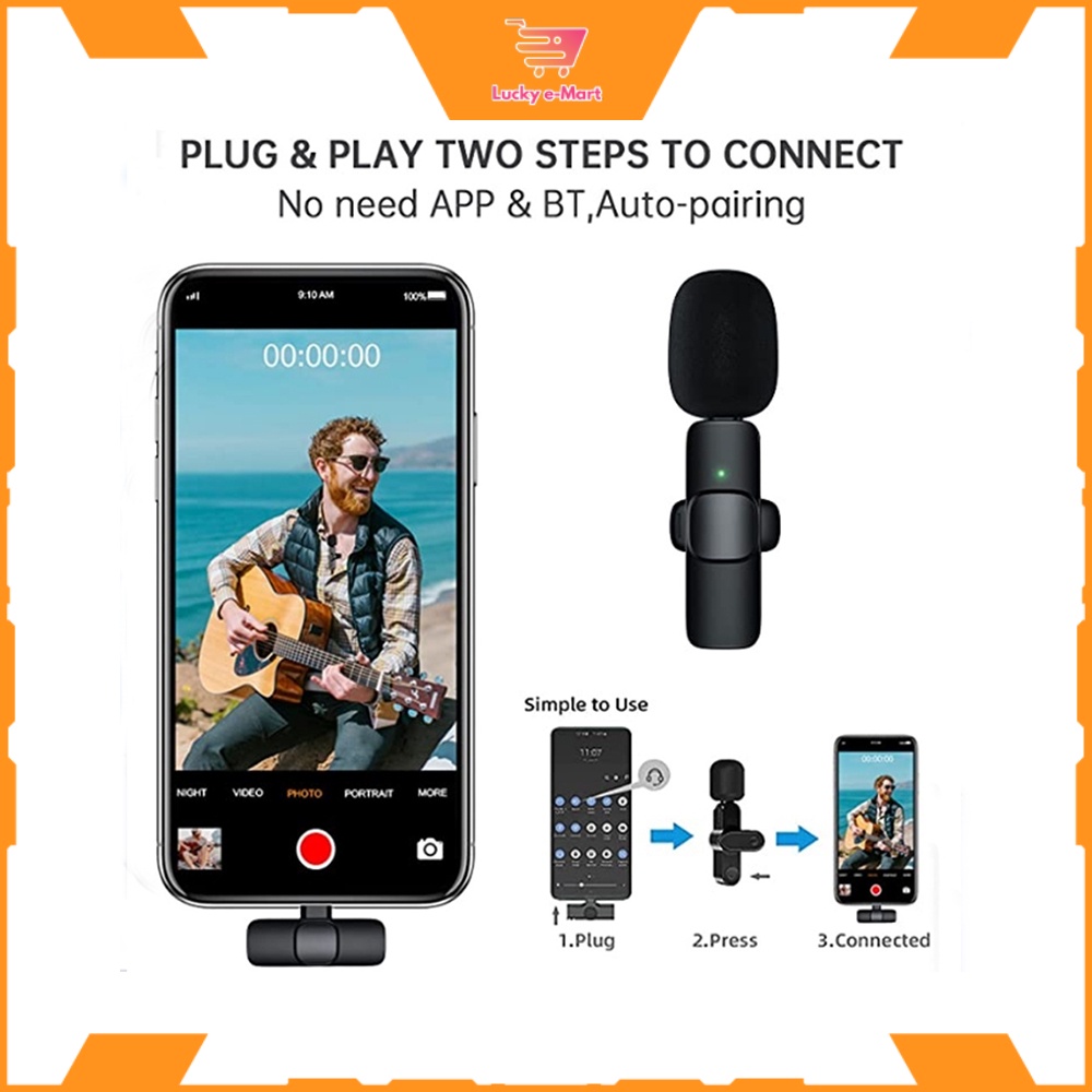 Jual 【Lucky e-Mart】Mic Wireless HP Lavalier Microphone Portable Mic ...