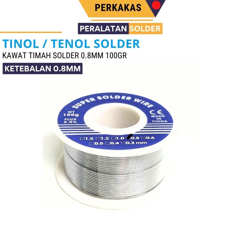 Jual Kawat Timah Tinol Tenol Solder 0.8mm 100gr Penyambung Komponen PCB ...
