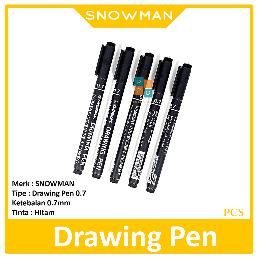 Jual SNOWMAN - Drawing Pen 700 0.7mm Hitam - Pcs | Shopee Indonesia