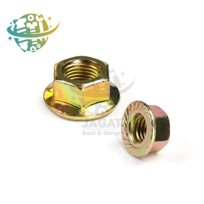 Jual Mur Flange Kuning M6 Hex Nut Flange 6mm | Shopee Indonesia