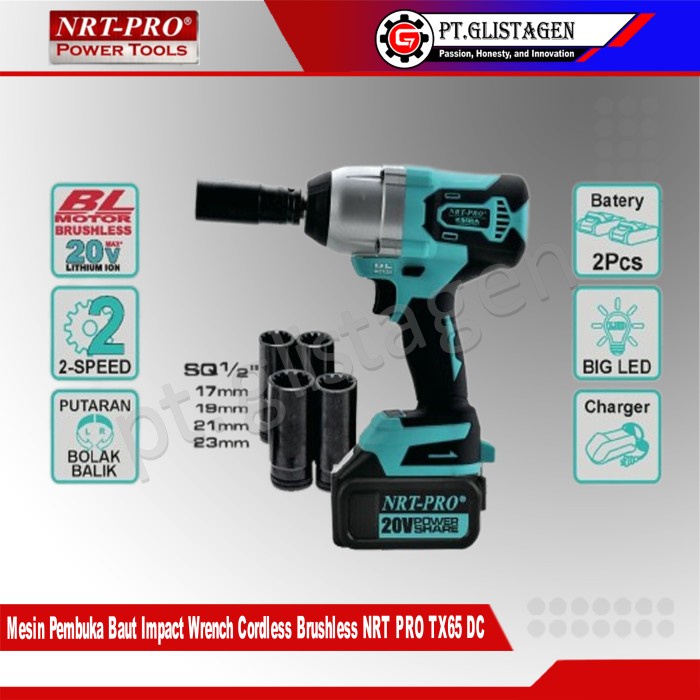 Jual NRT-PRO TX 65 DC Mesin Pembuka Baut Impact Wrench Cordless ...