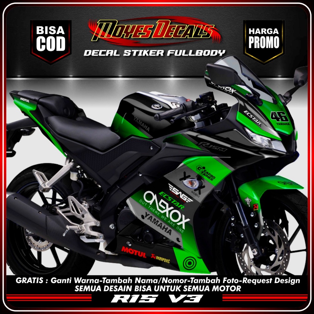 Jual Decal Stiker Fullbody Motor Yamaha R15 V3 Motif Custom Racing ...