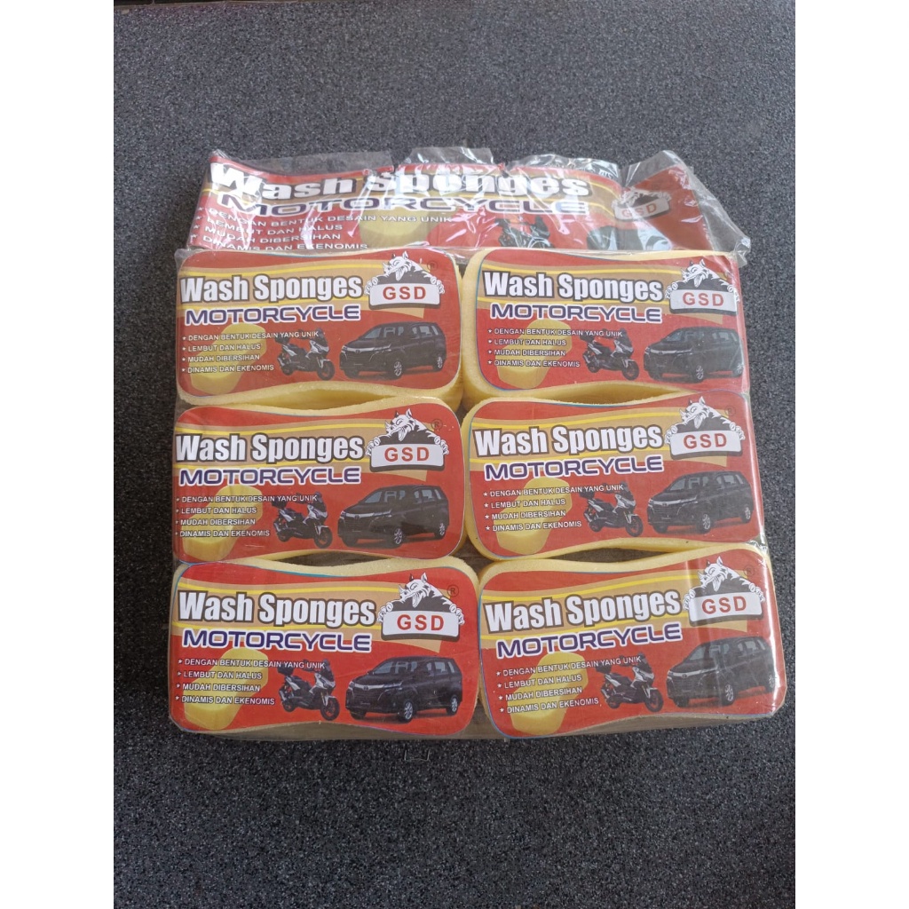 Jual SPON CUCI MOTOR MOBIL KENDARAAN KUNING BESAR MEREK GSD 1 PAK ISI ...