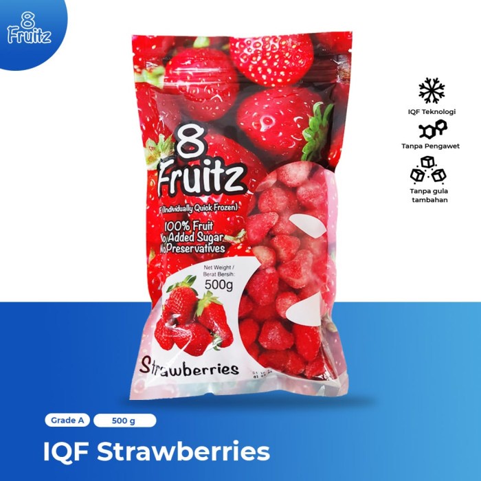 Jual 8 Fruitz IQF Frozen Strawberry 500 gram / Strawberry Beku IQF 500 ...