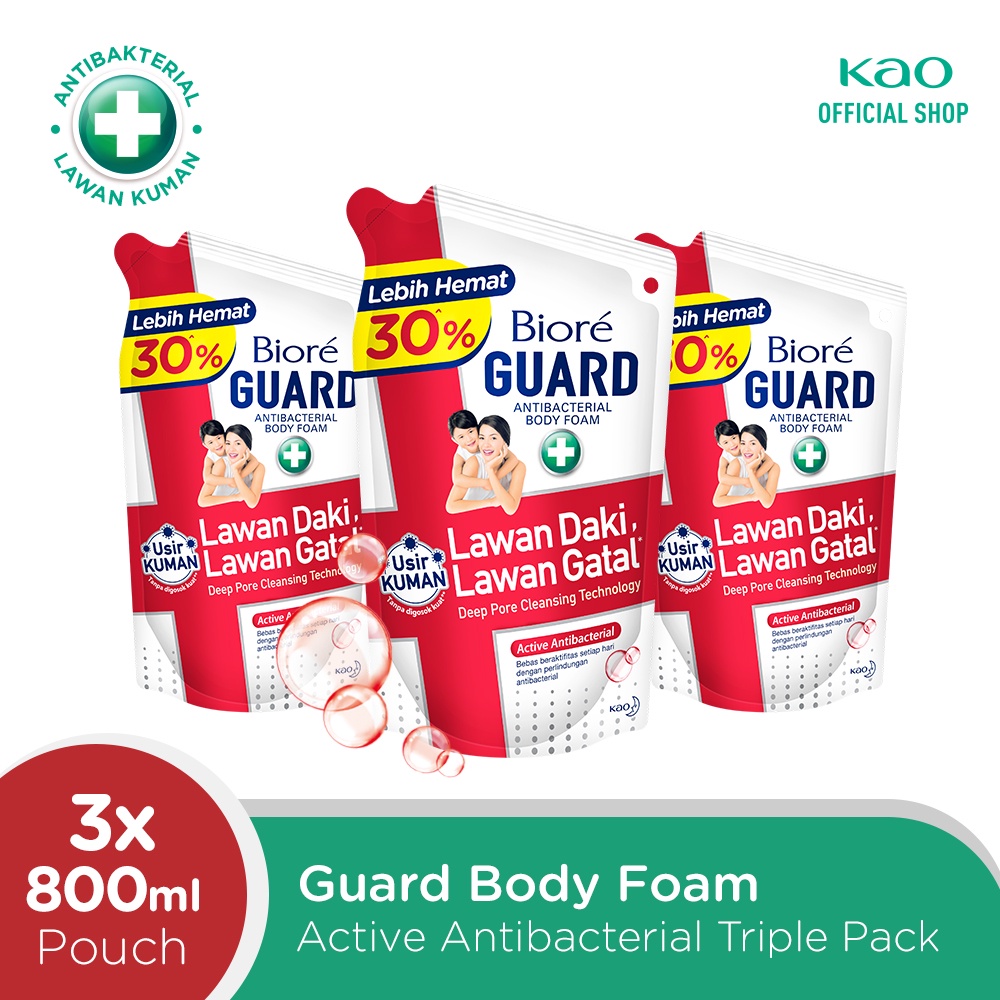 Jual Biore Guard Active Antibacterial 800ml Pouch Triplepack | Shopee ...