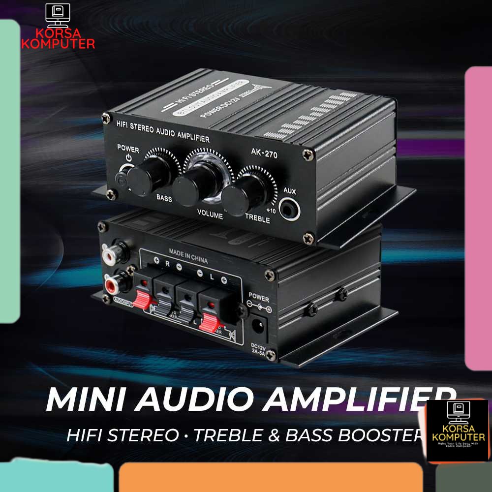 Jual Audio Amplifier Mini HiFi Stereo Ampli Audio Mini Treble Bass ...