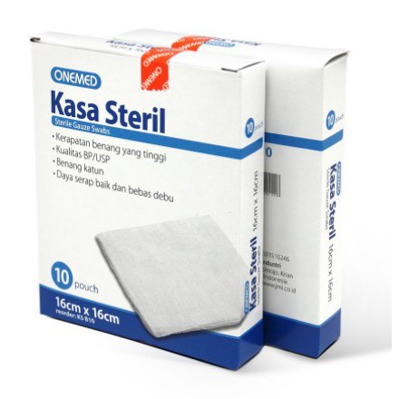 Jual ONEMED KASA STERIL 16 x 16CM BOX 10PCS - STERILE GAUZE SWABS ...