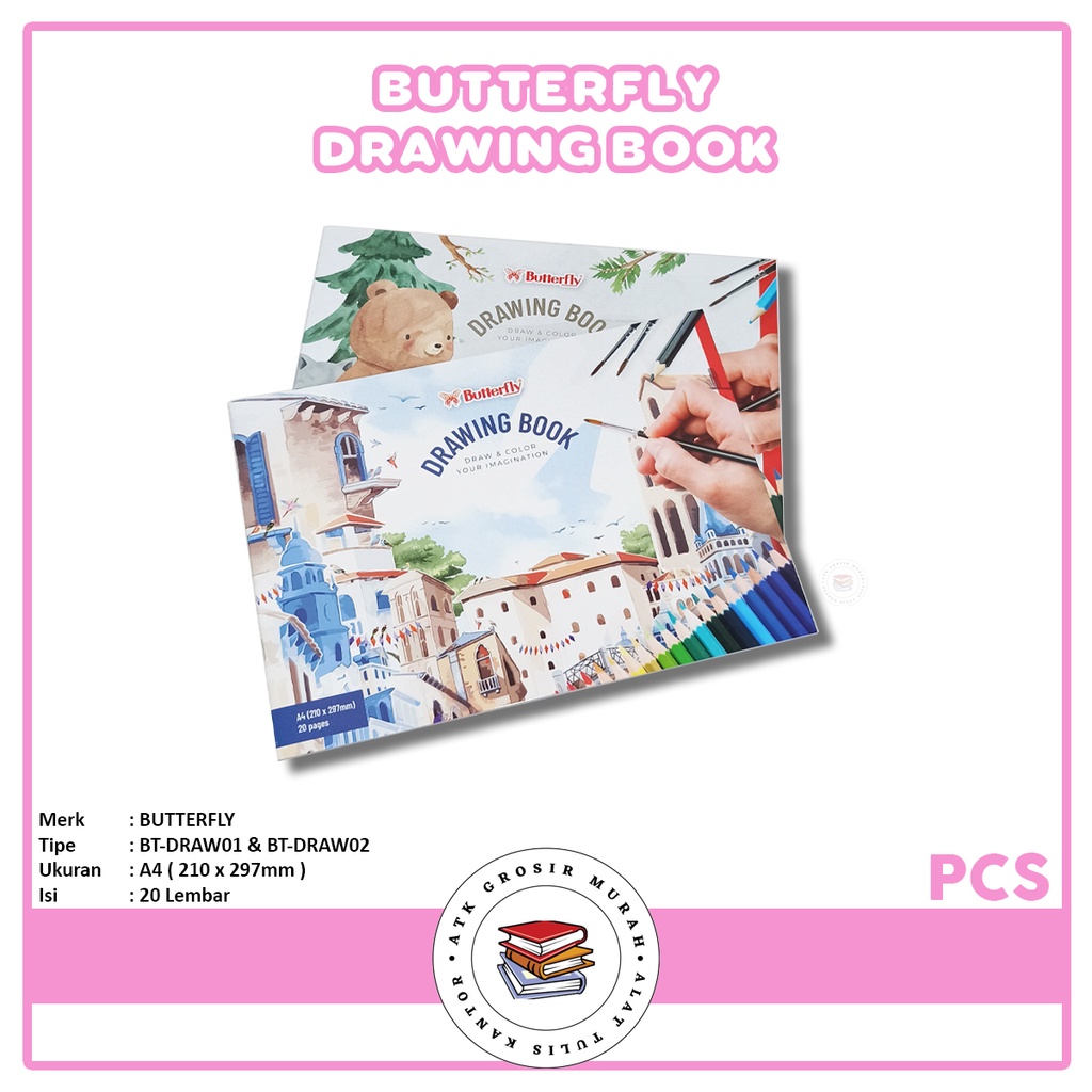 Jual BUTTERFLY - Drawing Book A4 - Buku Gambar - Pcs | Shopee Indonesia
